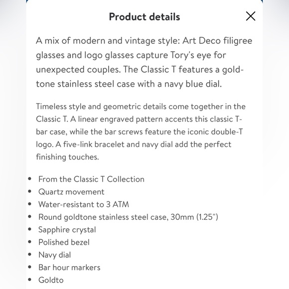 Tory Burch | Accessories | Tory Burch Tbw90 Gold Tone Navy Face Womens ...